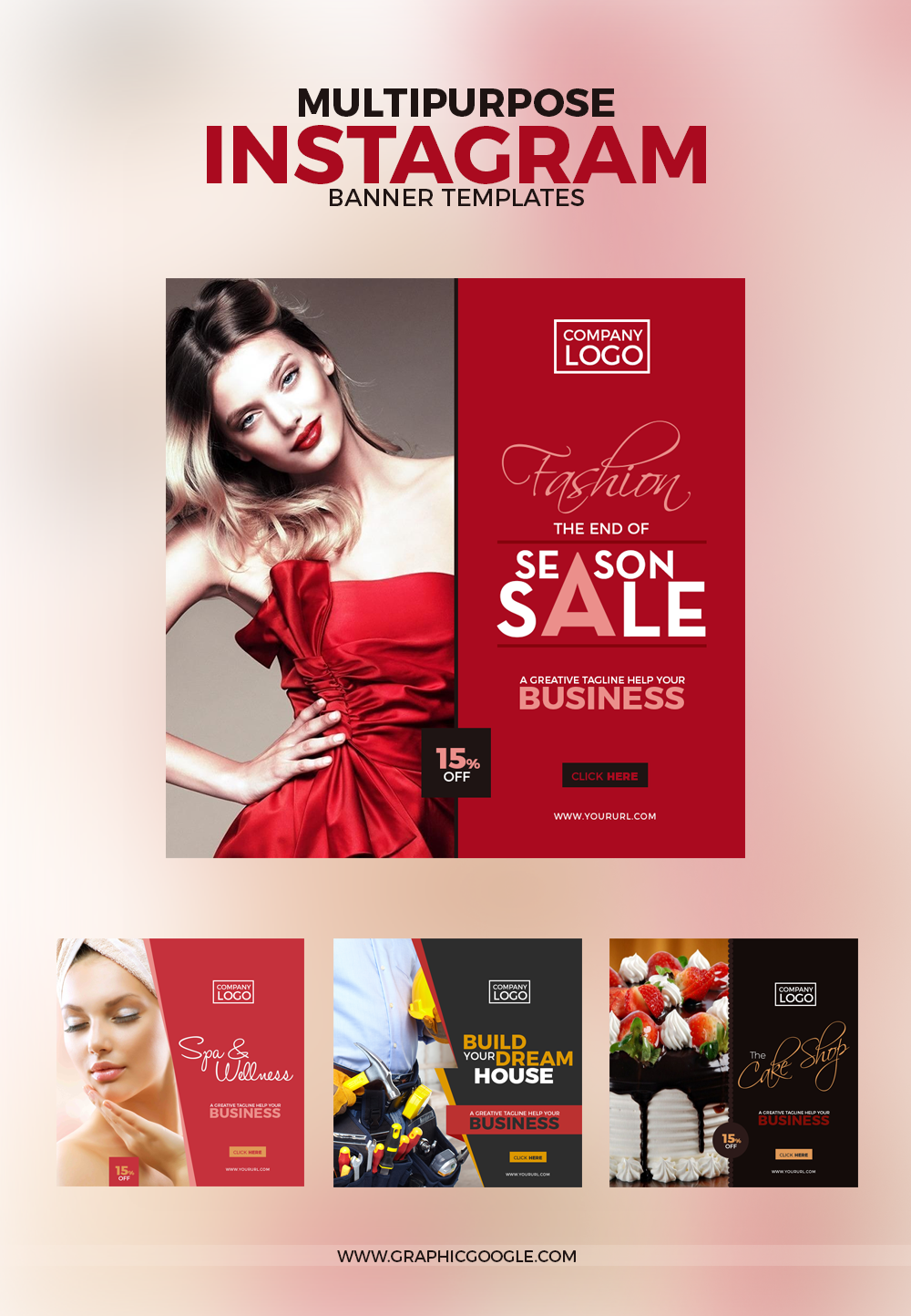 4 Free Multipurpose Instagram Banner TemplatesGraphic Google Tasty 