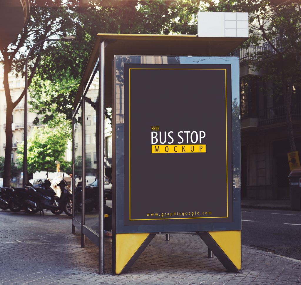 Free Bus Stop Mockup - Graphic Google - Tasty Graphic Designs Collection