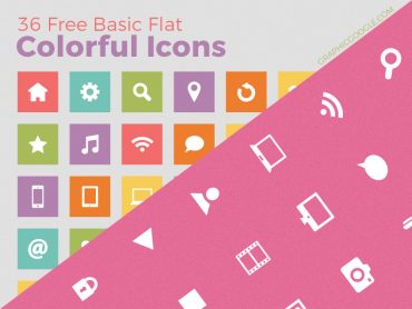 36 Free Basic Flat Colorful Icons For Graphic & Web Designers