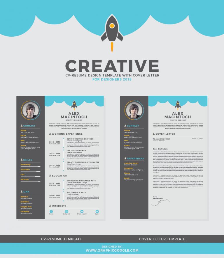Free Creative CV-Resume Design Template With Cover Letter For Designers ...