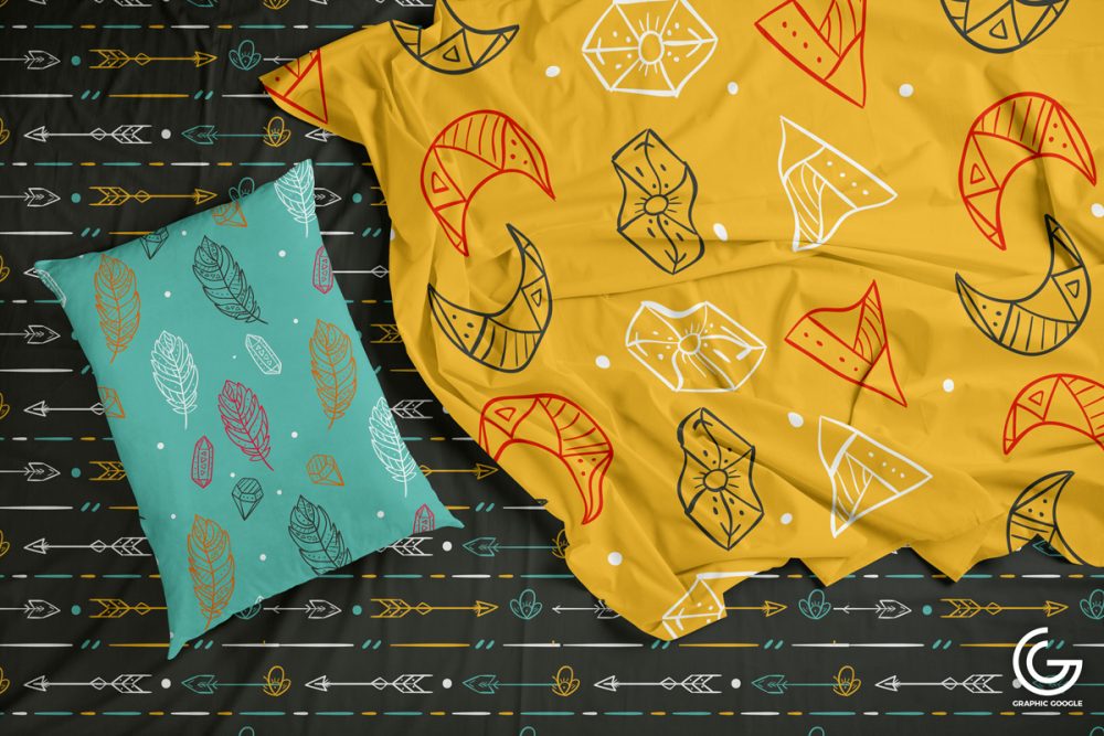 Free Textile Bedding Sheets & Pillow Mockup PSD