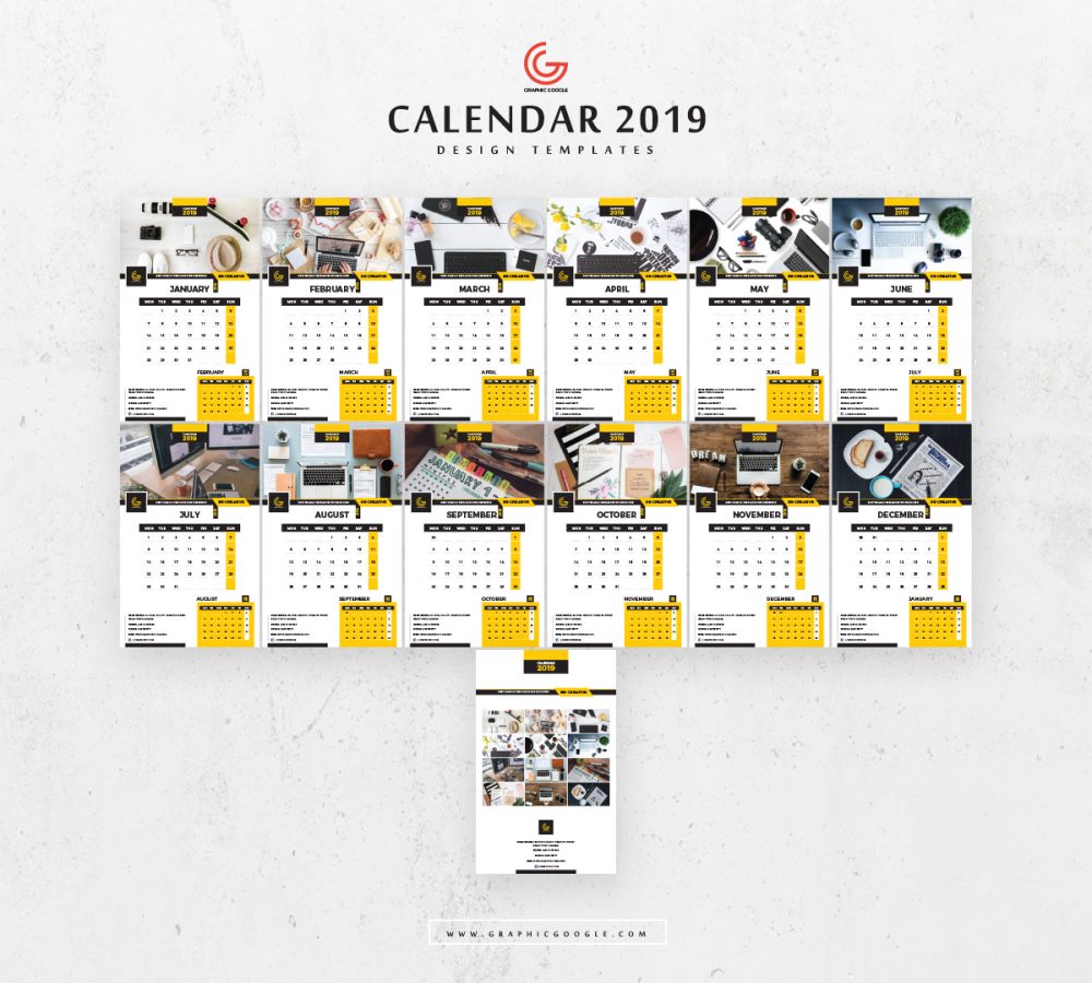 Free 13 Pages 2019 Calendar Design Templates - Graphic Google - Tasty ...
