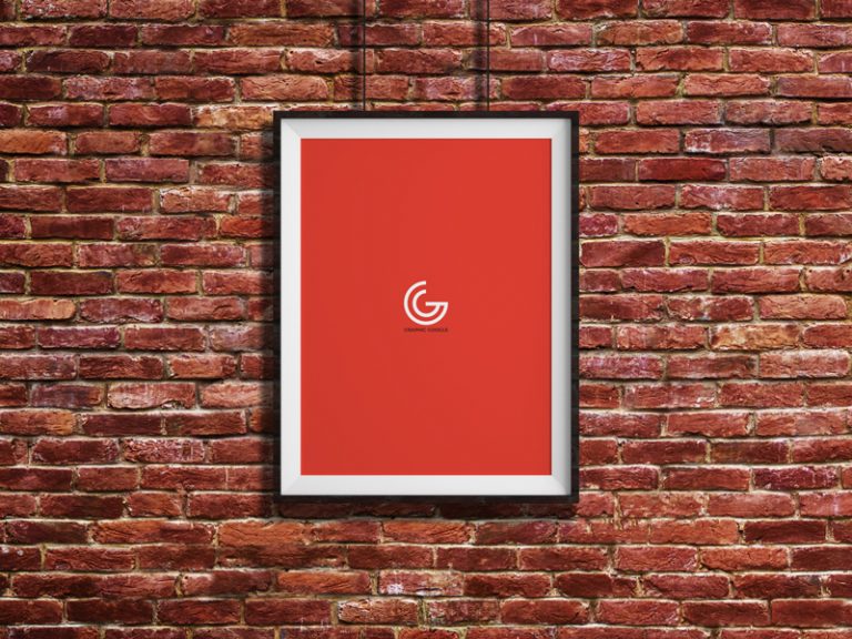 Free Bricks Wall Hanging Frame Poster Mockup PSD - Graphic Google ...