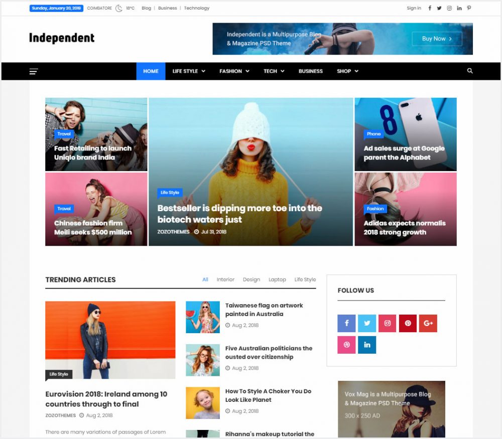 20 Top WordPress Blog & Magazine Themes For 2019 - Graphic Google ...