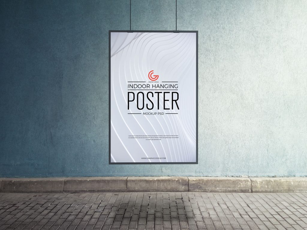 Free Indoor Hanging Poster Mockup PSD - Graphic Google - Tasty Graphic ...