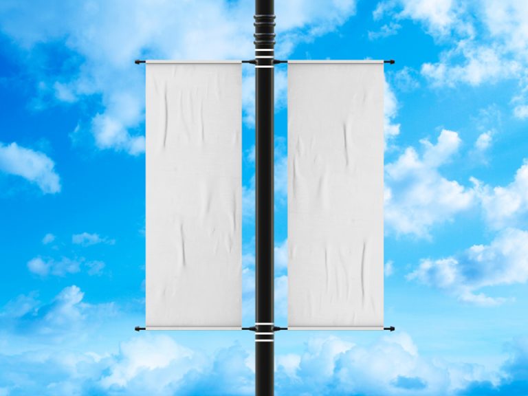 Free Outdoor Advertisement Lamp Post Banner Mockup - Graphic Google ...