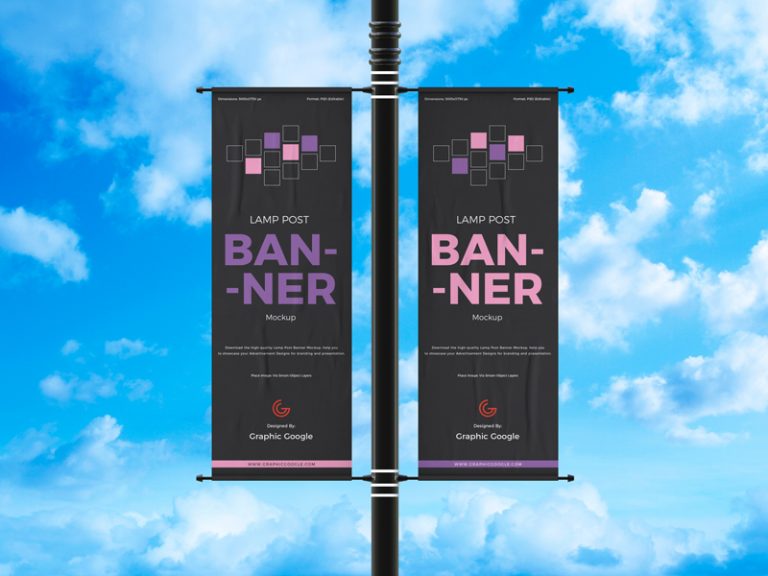 Free Outdoor Advertisement Lamp Post Banner Mockup - Graphic Google ...