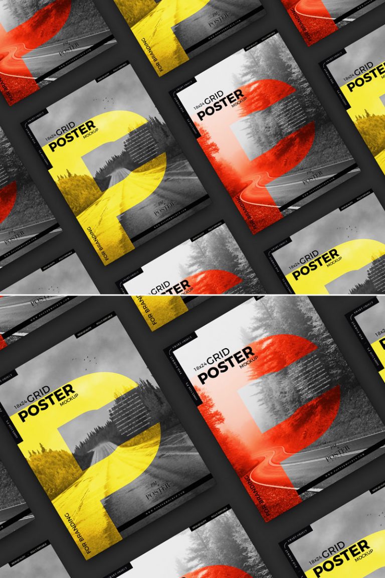 Free Top View Grid Presentation Poster Mockup - Graphic Google - Tasty ...