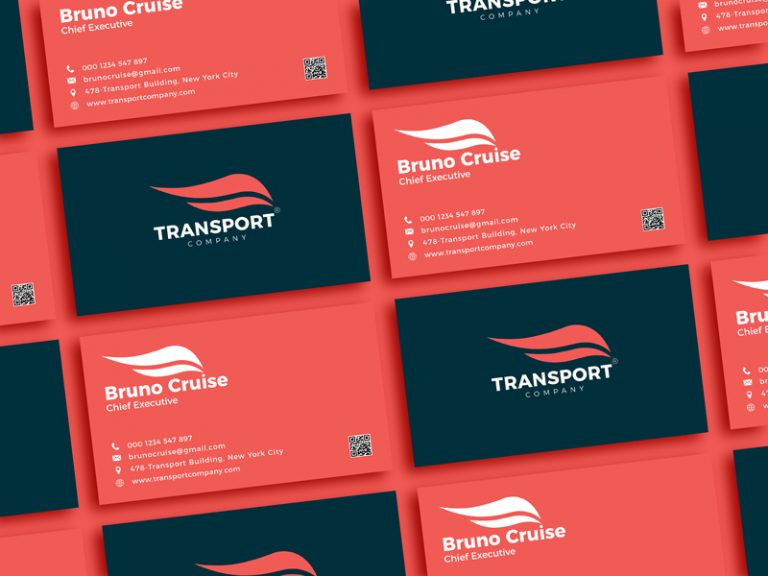 Free Transport Company Business Card Design Template For 2021 - Graphic ...