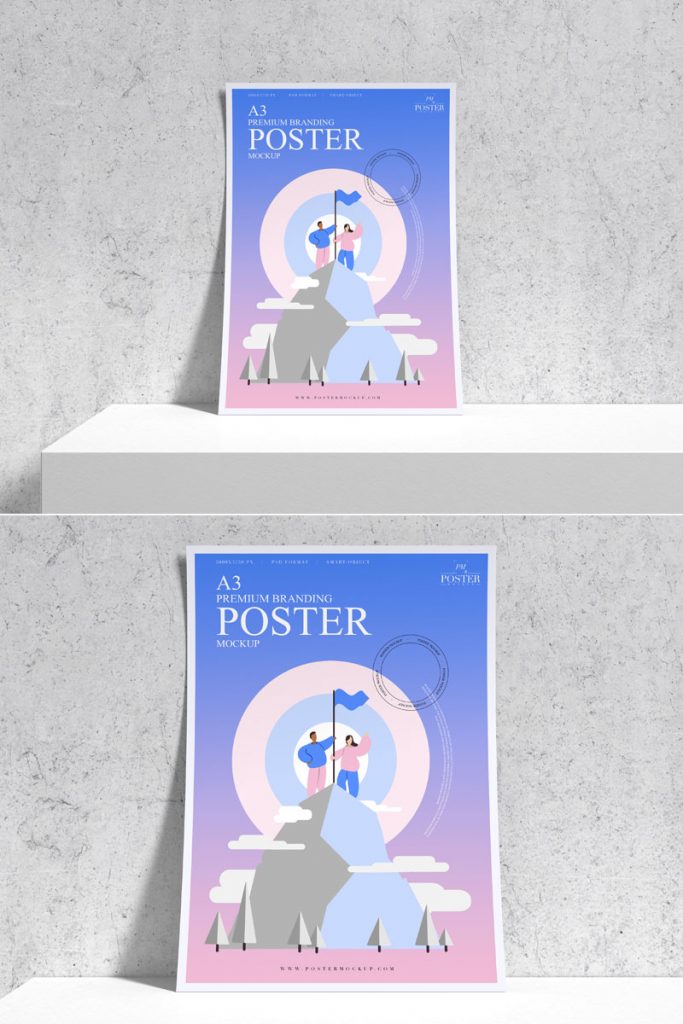 Free Stand-Up Curved Poster Mockup - Graphic Google - Tasty Graphic ...