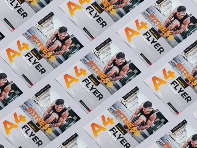 Free Grid Branding A4 Flyer Mockup - Graphic Google - Tasty Graphic ...