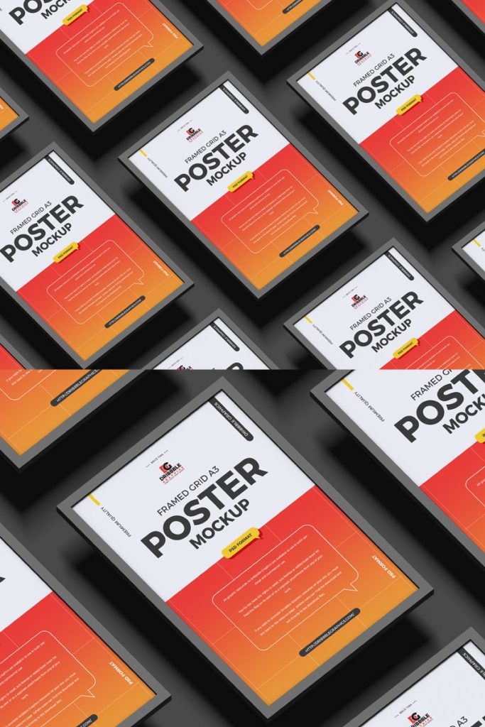 Free A3 Grid Framed Poster Mockup - Graphic Google - Tasty Graphic ...