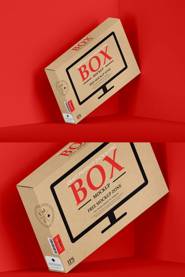 Free Craft LED Monitor Packaging Box Mockup - Graphic Google - Tasty ...