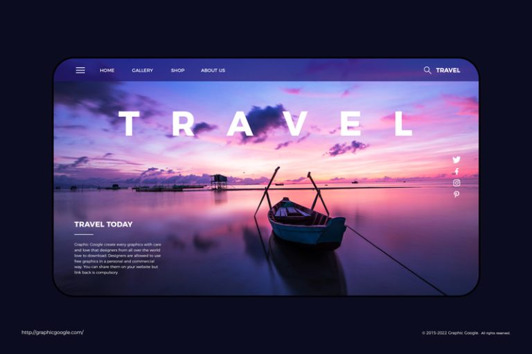 Free Travel Landing Page UI PSD File - Graphic Google - Tasty Graphic ...