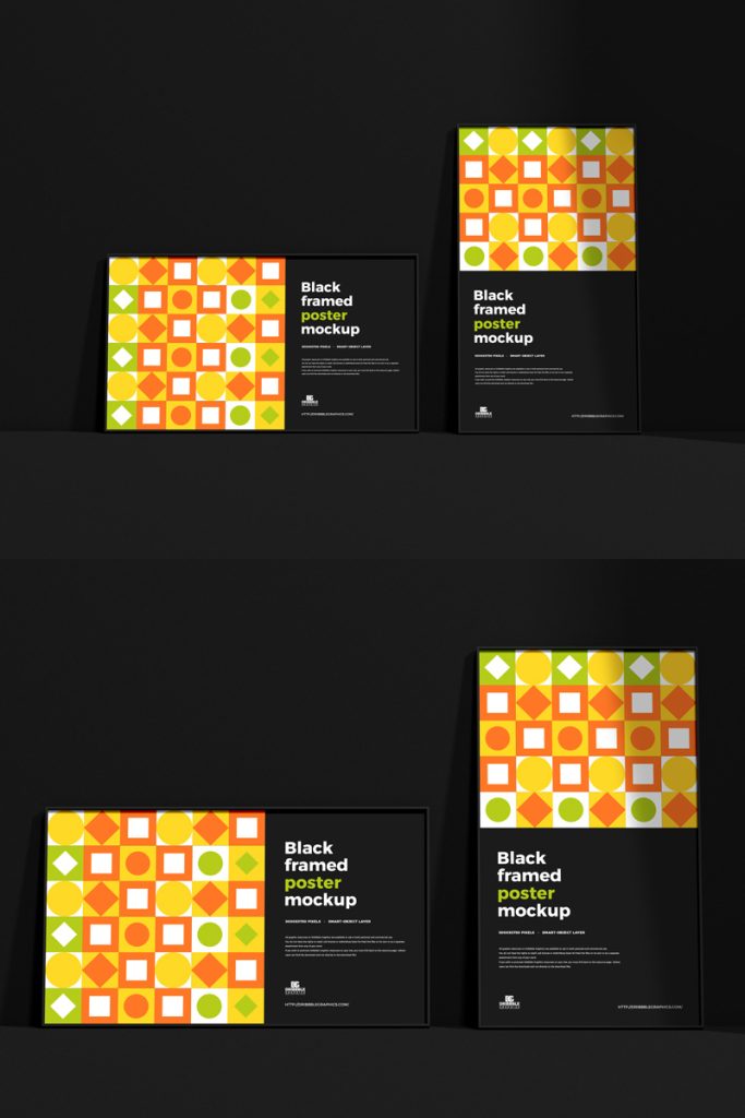 Free Dual Black Framed Poster Mockup - Graphic Google - Tasty Graphic ...
