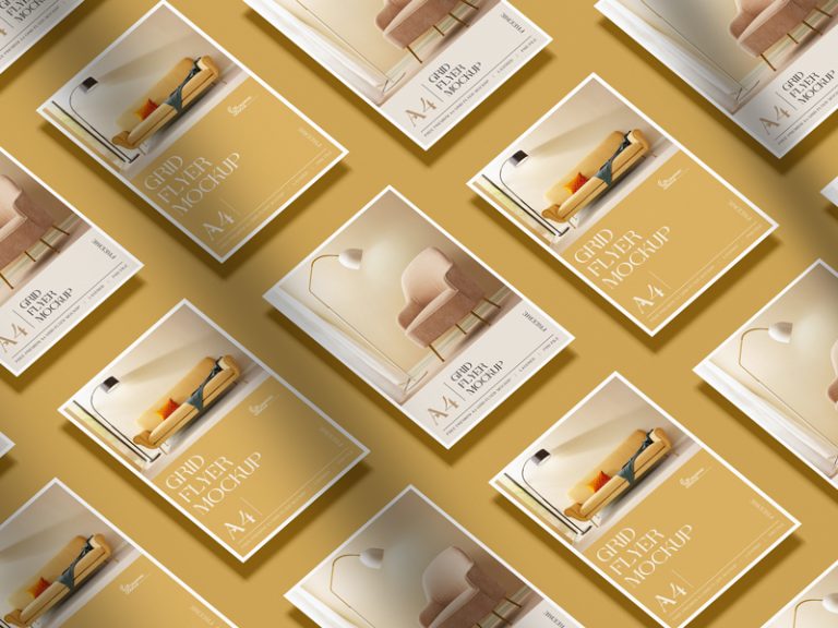 Free Premium A4 Grid Flyer Mockup - Graphic Google - Tasty Graphic ...
