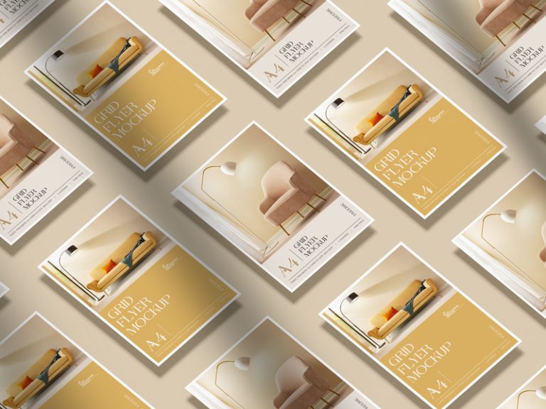 Free Premium A4 Grid Flyer Mockup - Graphic Google - Tasty Graphic ...