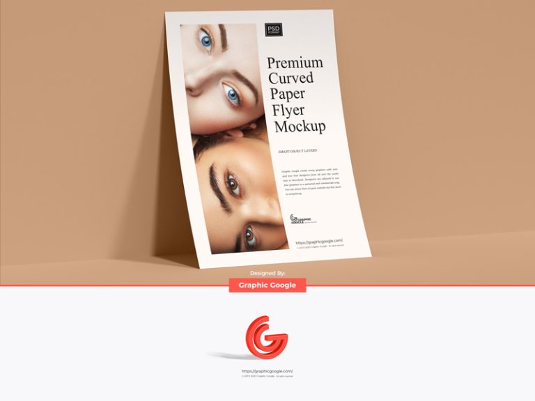 Free Premium Curved Paper Flyer Mockup - Graphic Google - Tasty Graphic ...