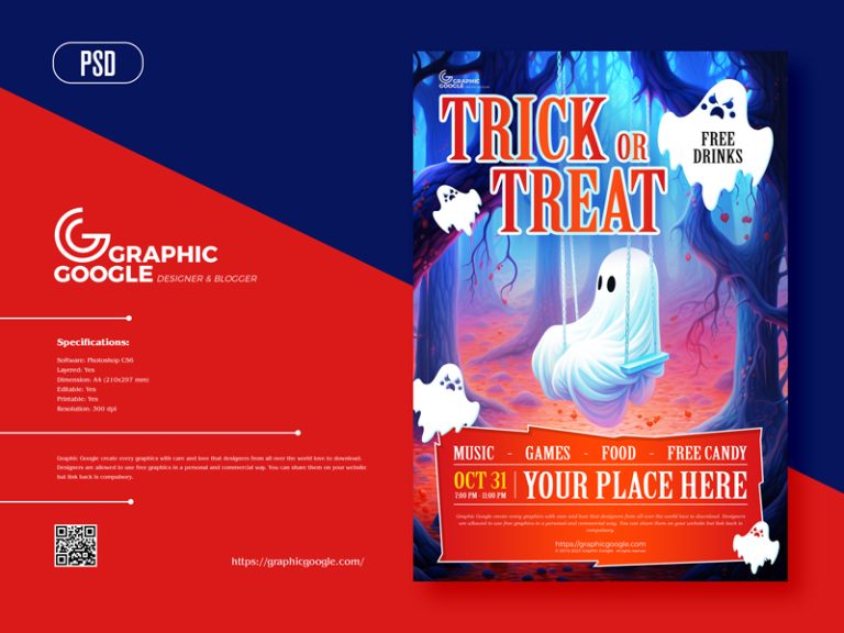 Free Halloween Trick Or Treat Flyer Design Template - Graphic Google ...