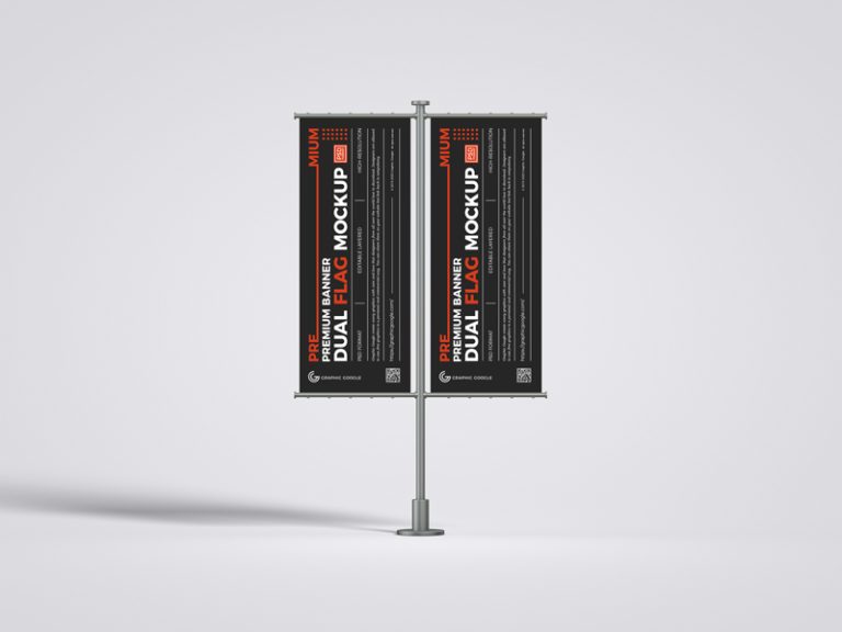 Free Premium Banner Dual Flag Mockup - Graphic Google - Tasty Graphic ...