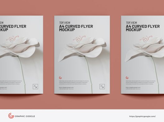 Free Top View A4 Curved Flyer Mockup - Graphic Google - Tasty Graphic ...